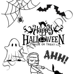 Halloween Coloring Page Set - Etsy