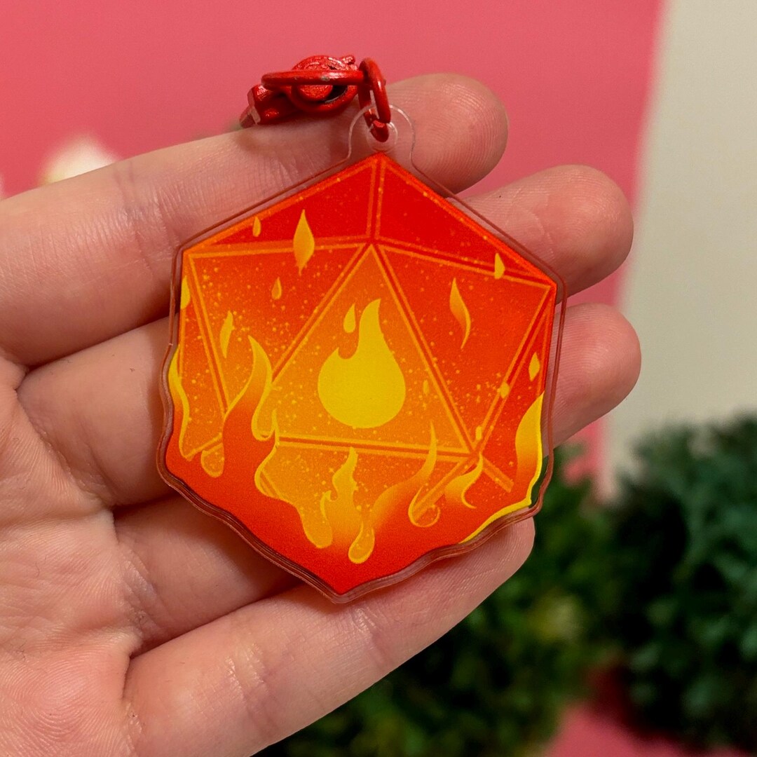 D&D D20 FIRE Dice Dnd Keychain - Etsy