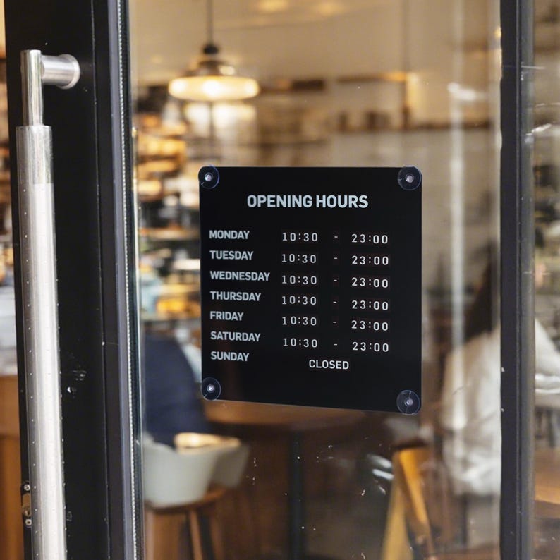 10" Magnetic Business Hours Sign for Glass Door Soft Magnet Numbers DIY ...