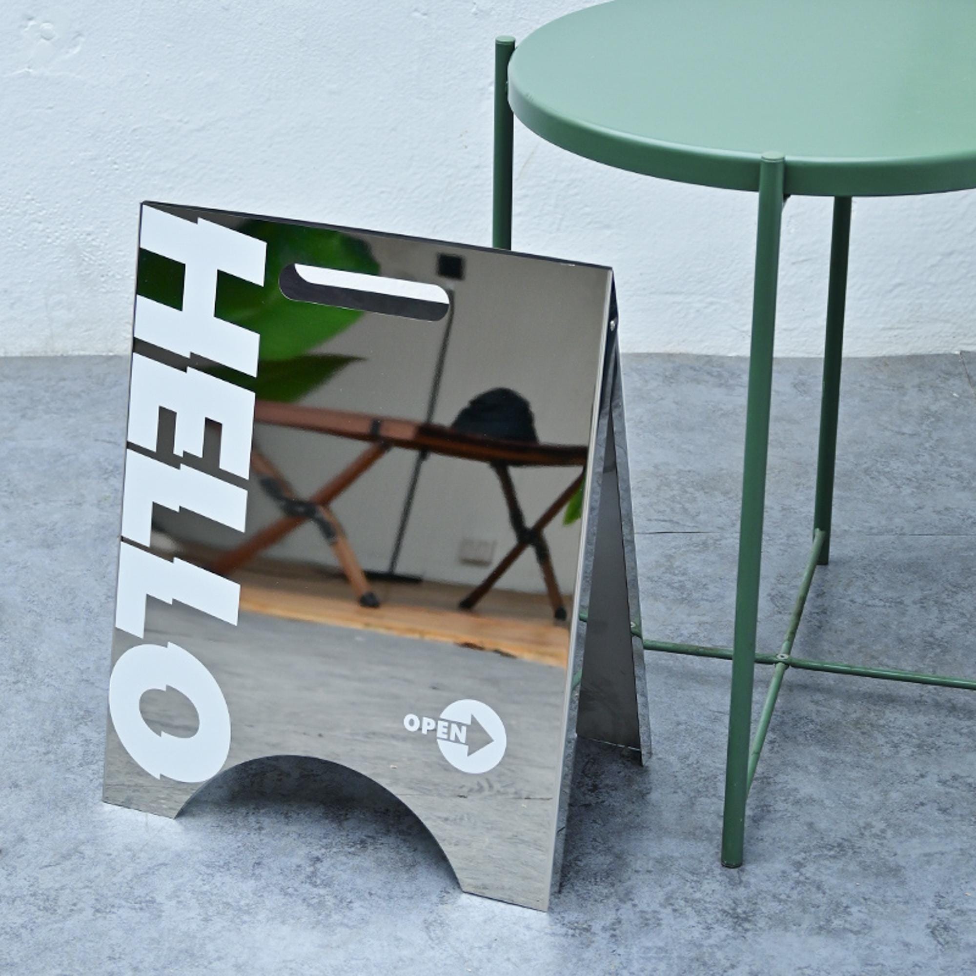 Mirrored Stainless Steel Foldable Floor-standing A-frame Sign ...