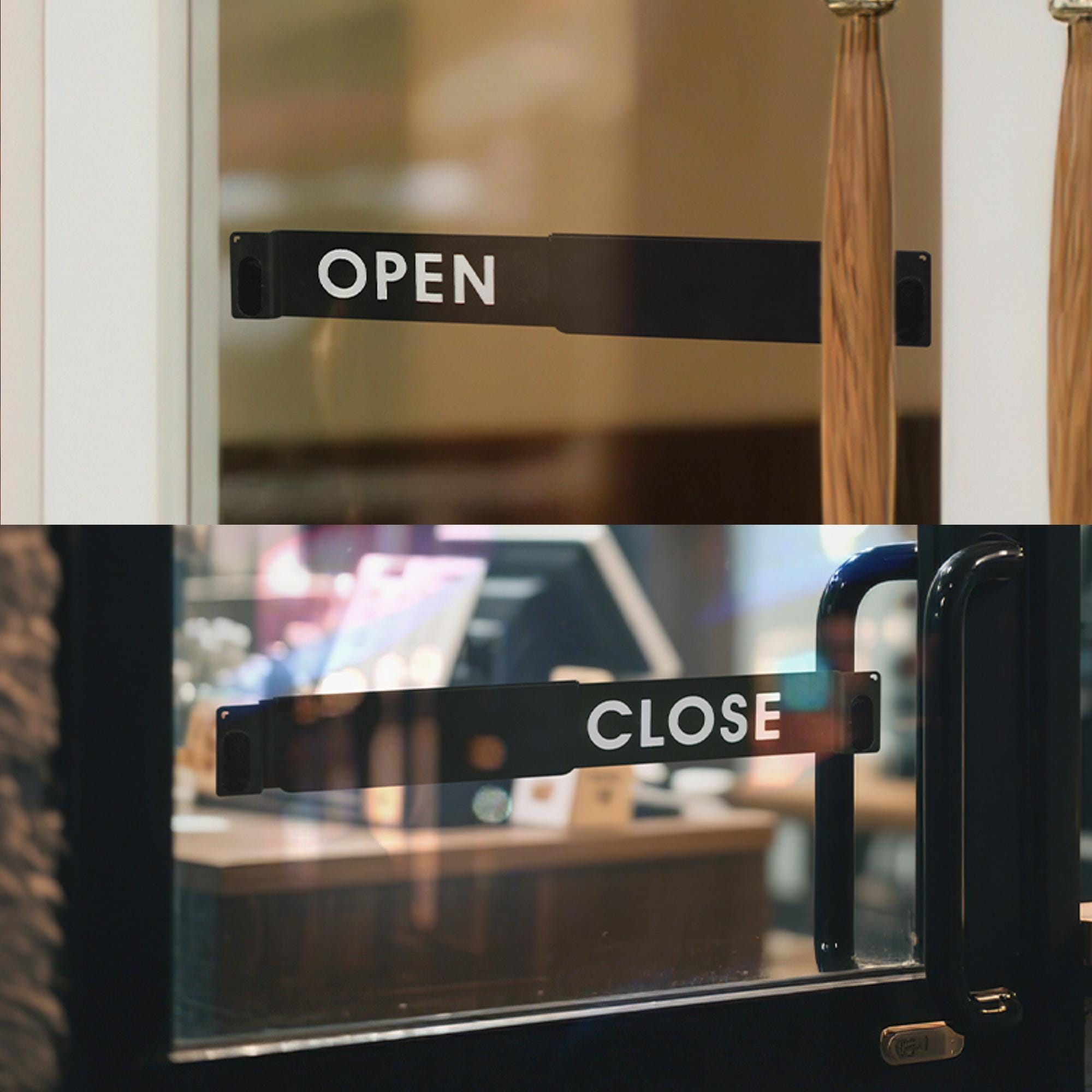 Double-sided Metal Door Sign - for Glass Doors Slide to Show Open ...