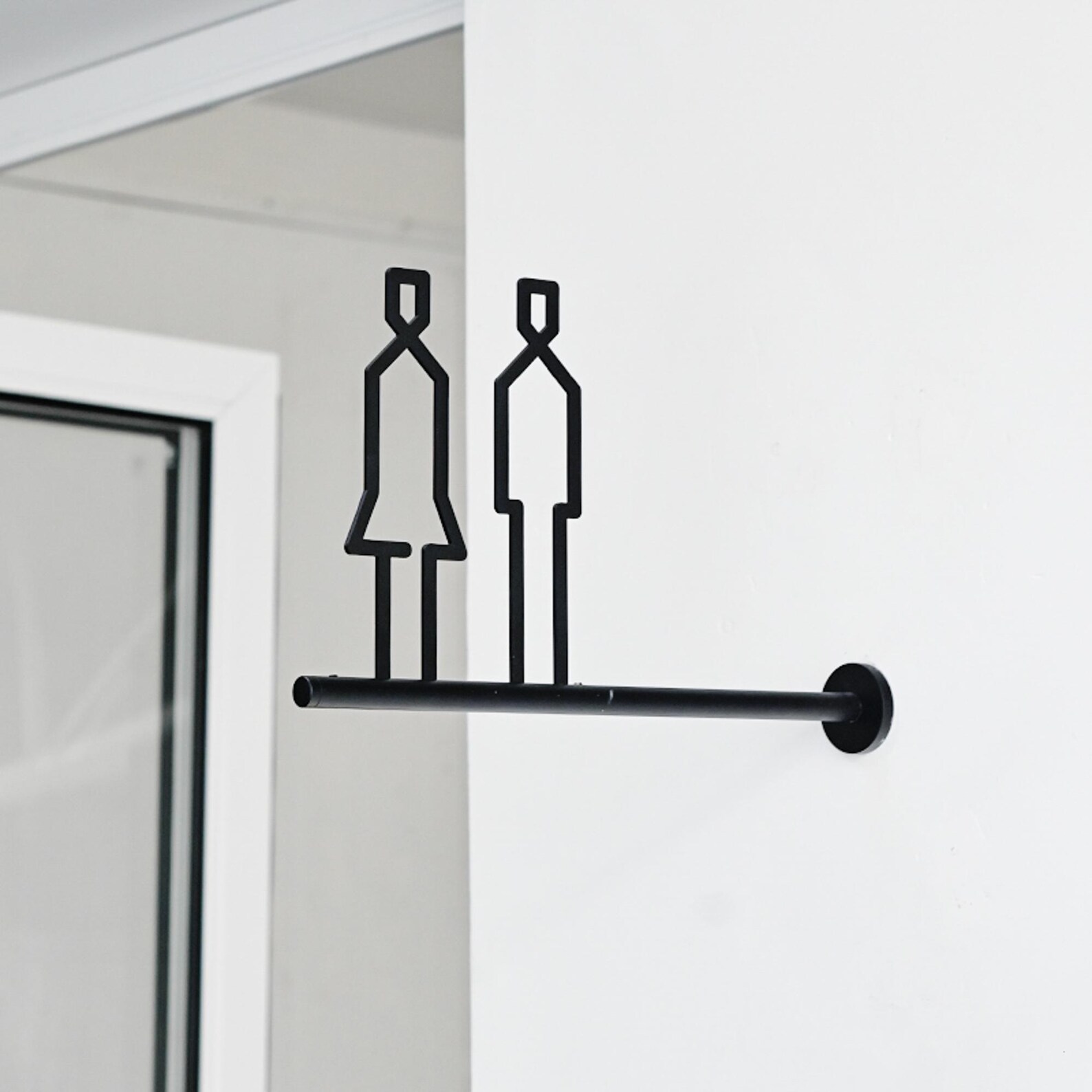 Double-sided Metal Toilet Sign - Side-mounted, Laser Cut Design, Ideal ...