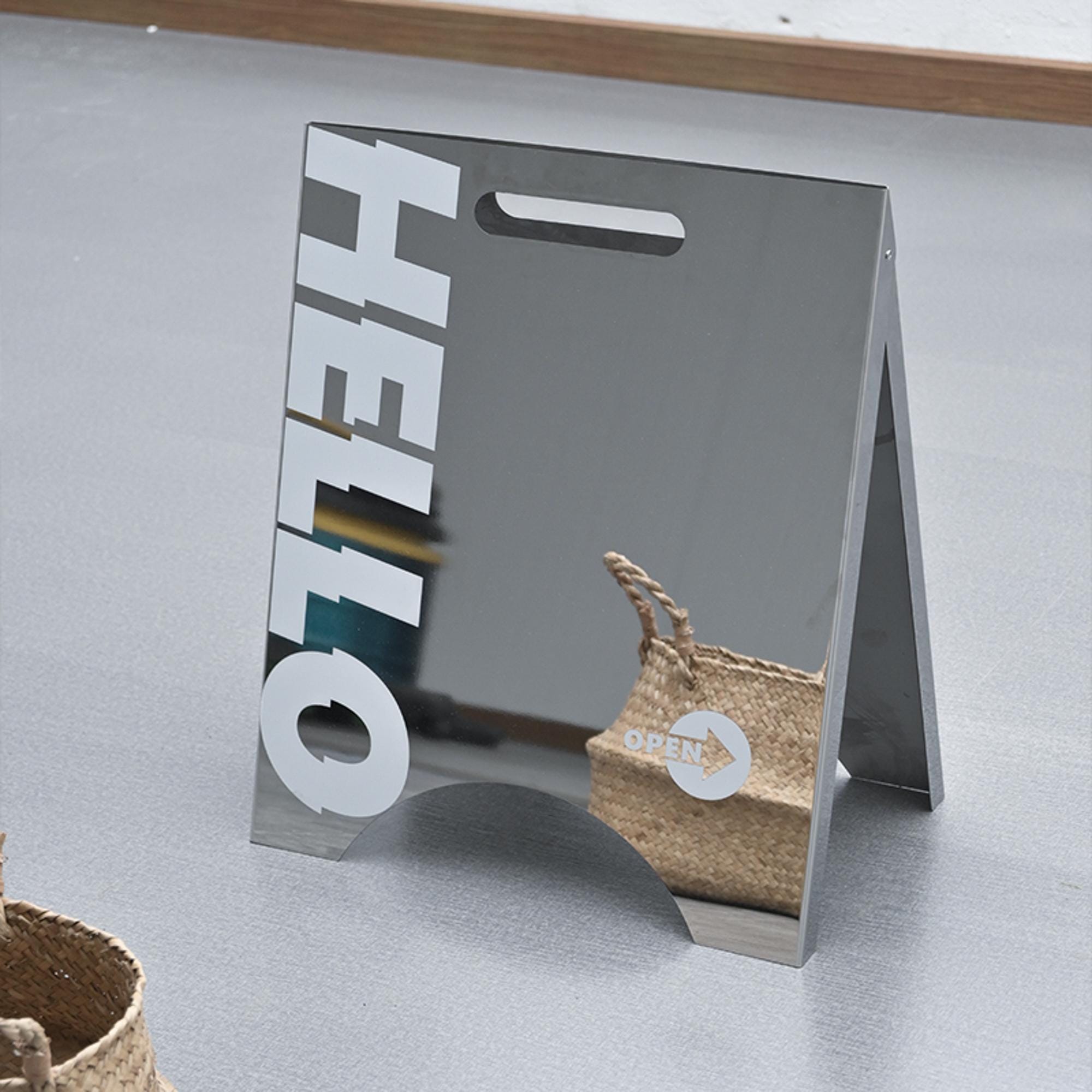 Mirrored Stainless Steel Foldable Floor-standing A-frame Sign ...