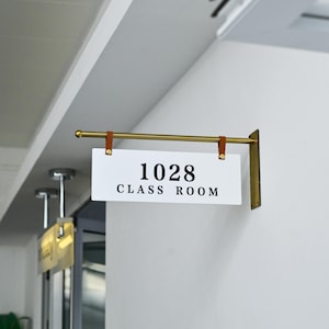 Customizable Metal Bar Hanging Room Sign Double-sided Content Classroom ...