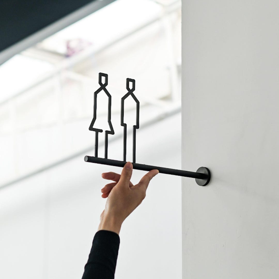 Double-sided Metal Toilet Sign - Side-mounted, Laser Cut Design, Ideal ...