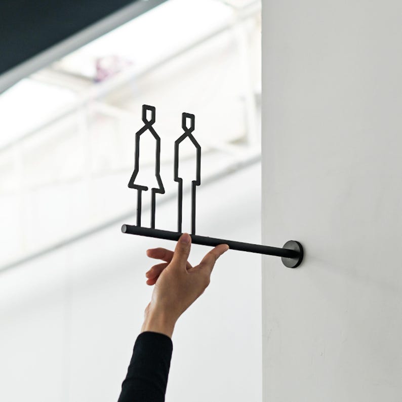 Double-sided Metal Toilet Sign - Side-mounted, Laser Cut Design, Ideal ...