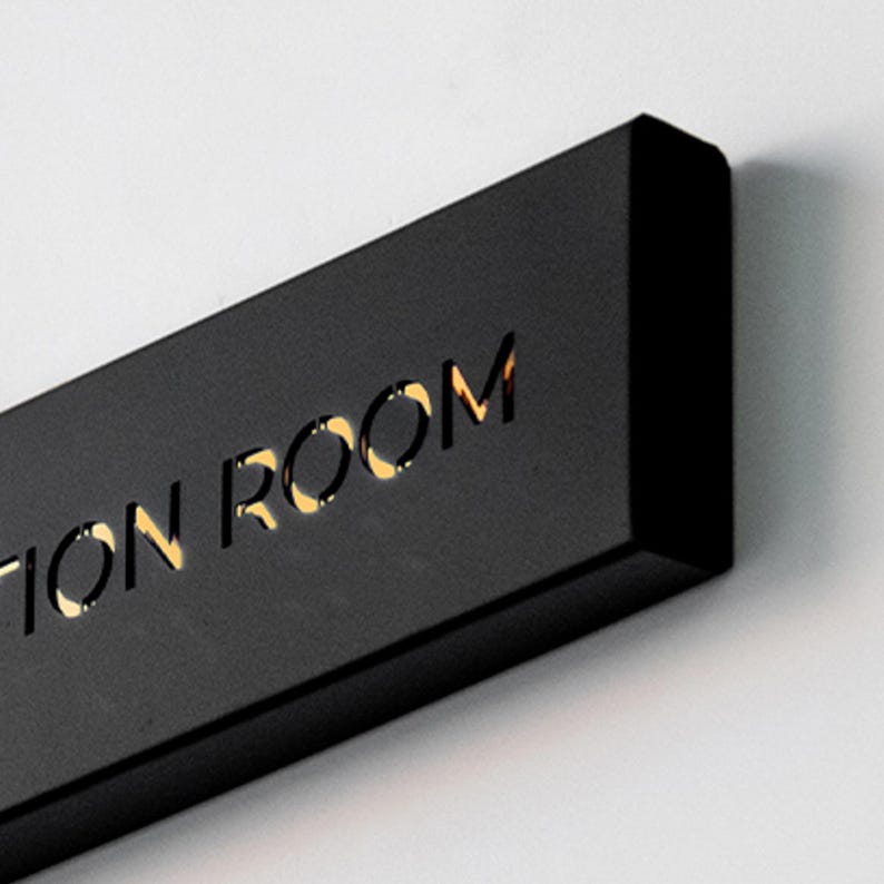 Custom Metal Lacquered Cut-out Door Sign - Reception Room Sign, Modern ...
