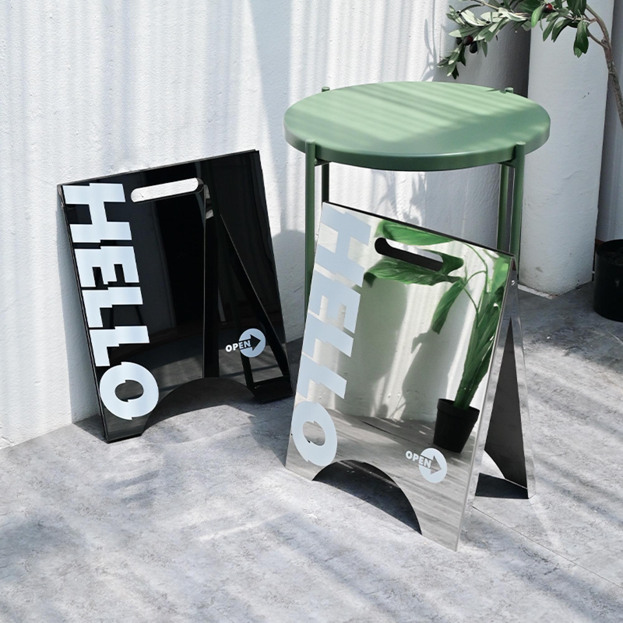 Mirrored Stainless Steel Foldable Floor-standing A-frame Sign ...