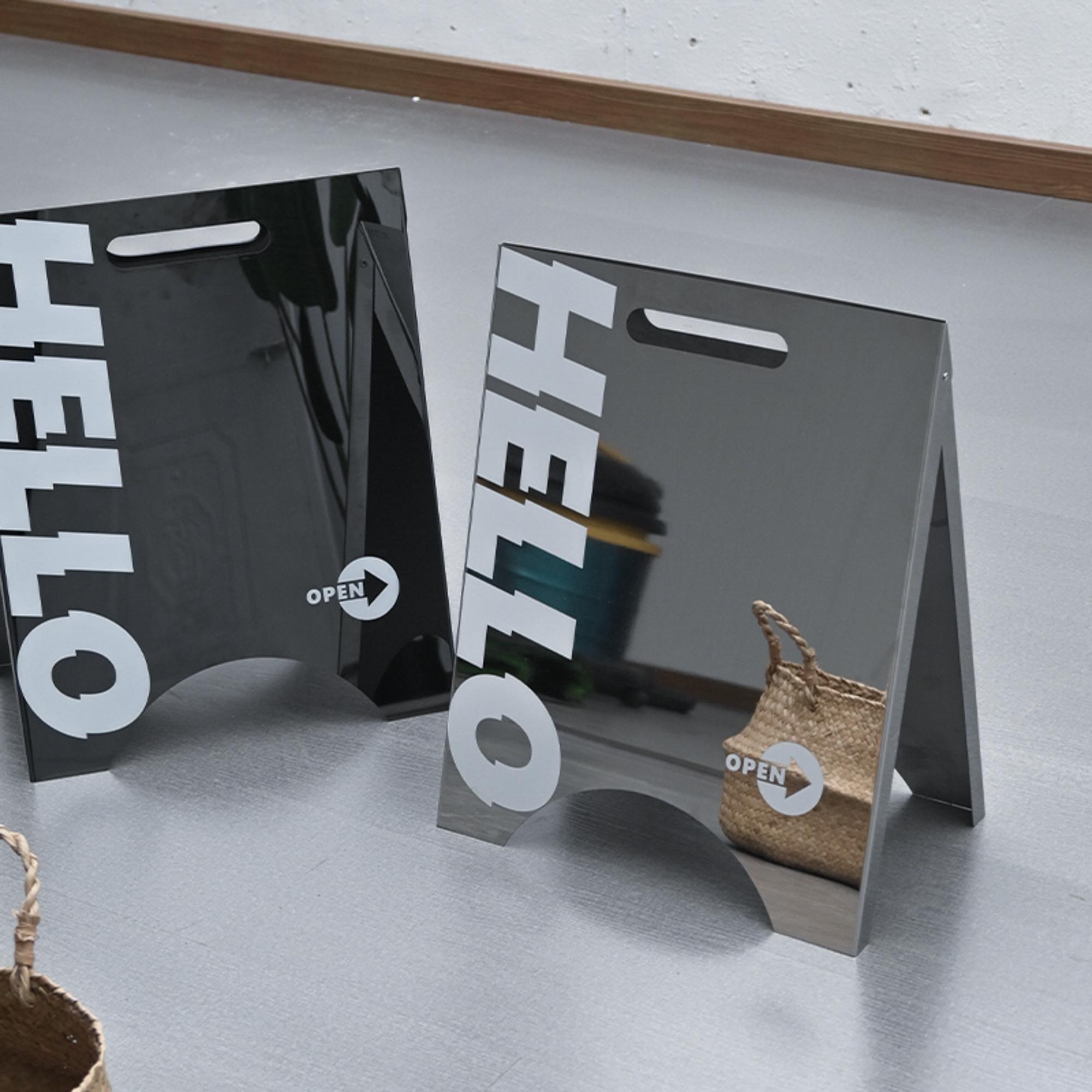Mirrored Stainless Steel Foldable Floor-standing A-frame Sign ...