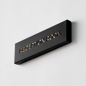 Custom Metal Lacquered Cut-out Door Sign - Reception Room Sign, Modern ...