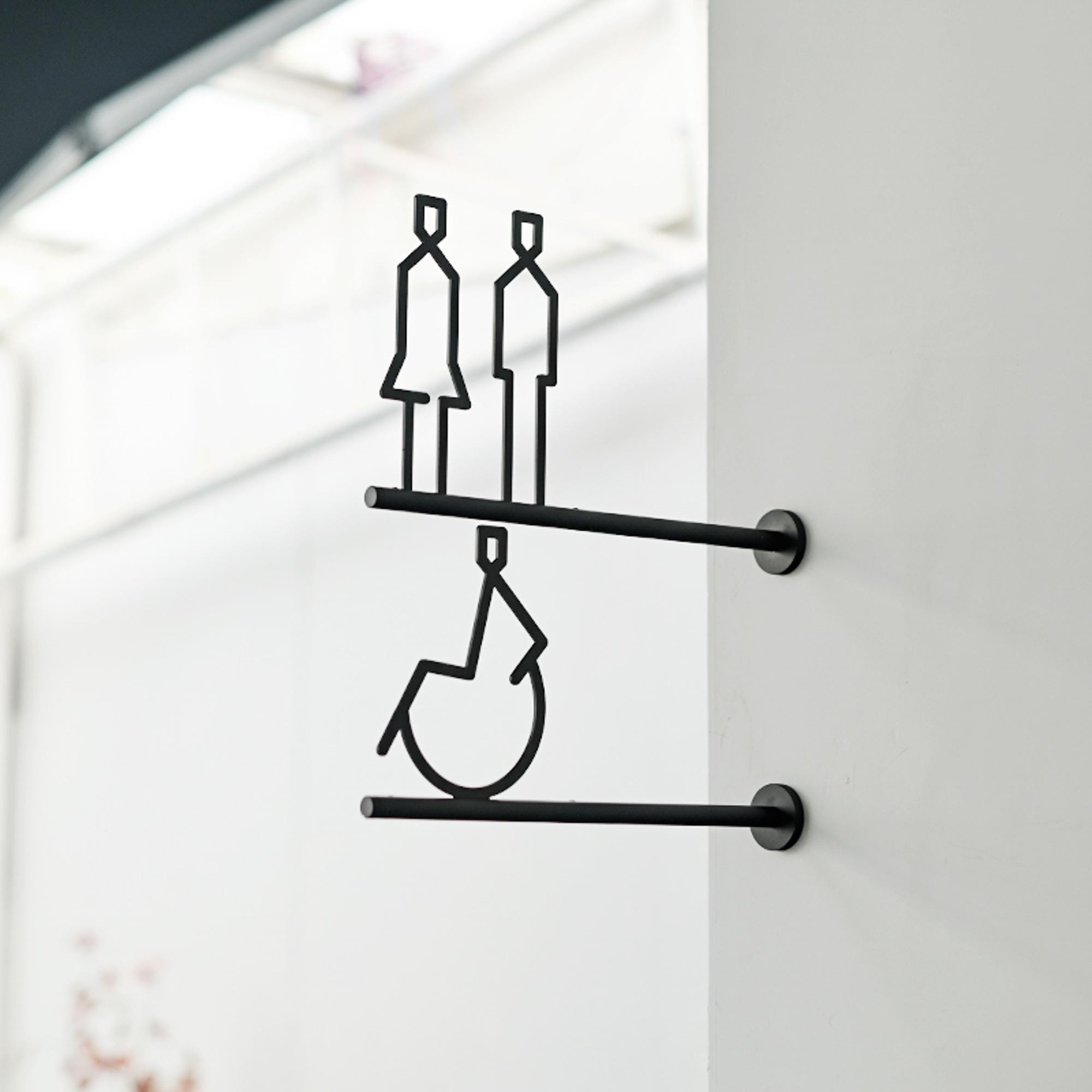 Double-sided Metal Toilet Sign - Side-mounted, Laser Cut Design, Ideal ...