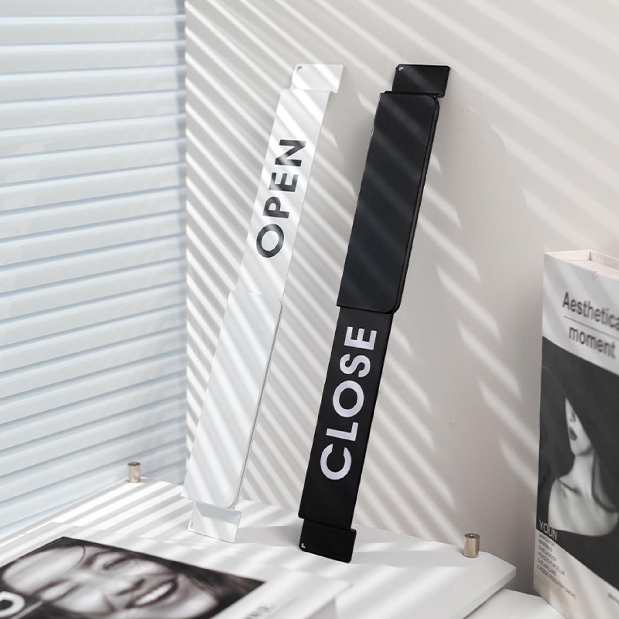 Double-sided Metal Door Sign - for Glass Doors Slide to Show Open ...