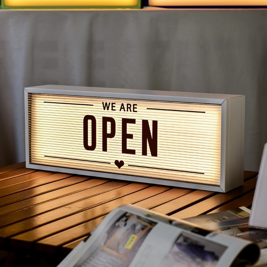 Acrylic Striped Lightbox LED Lighting Aluminum Frame Desktop Sign ...