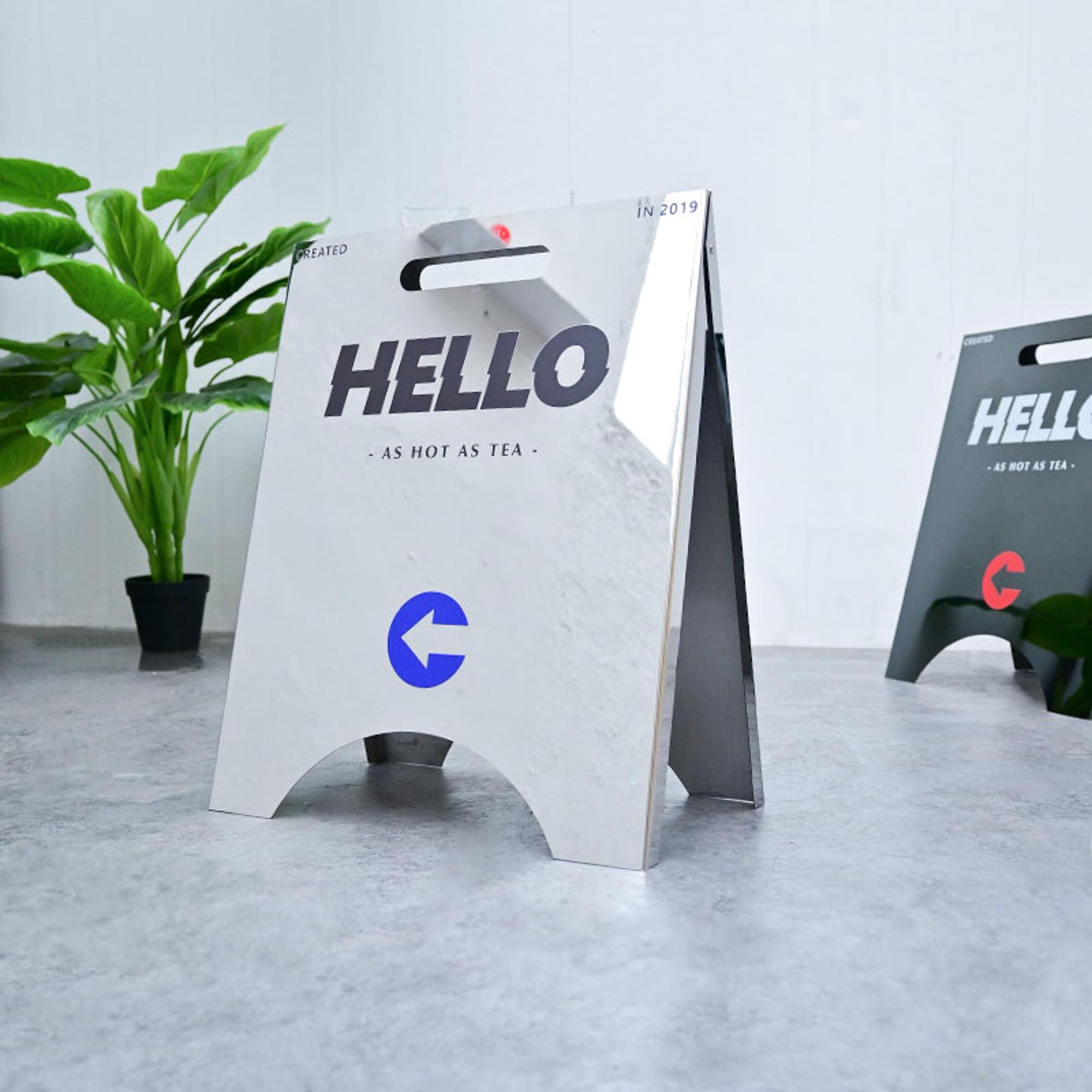 Mirrored Stainless Steel Foldable Floor-standing A-frame Sign ...