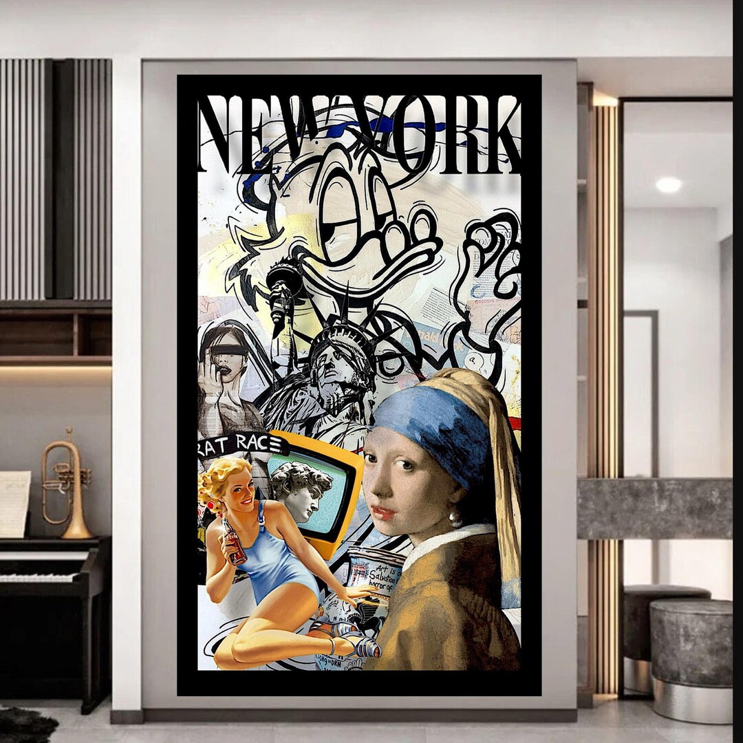 Donald Duck Pop Art Canvas Print: Greek Statue NYC Collage - Etsy