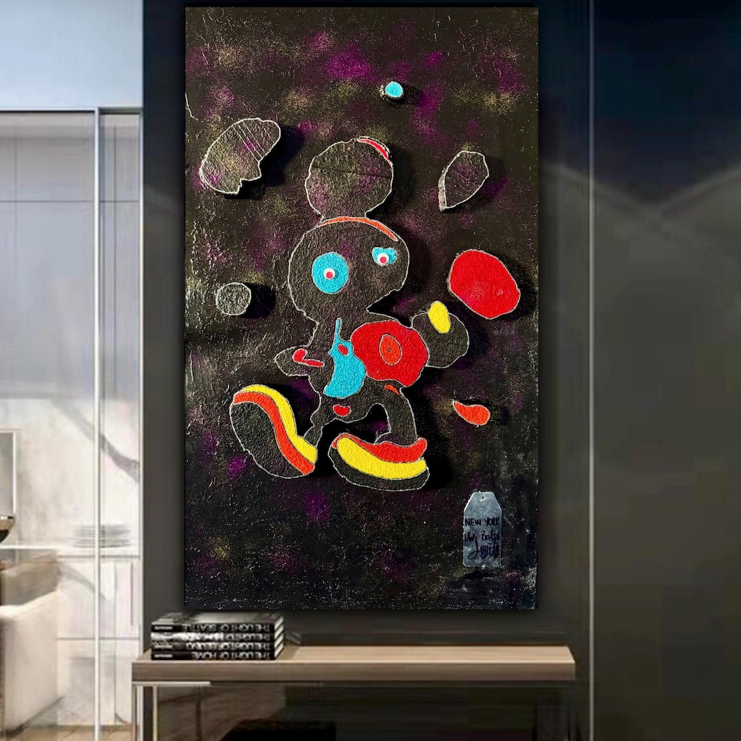 Textured Pop Art Painting | Mixed Media Character on Canvas (19x31 Inch ...