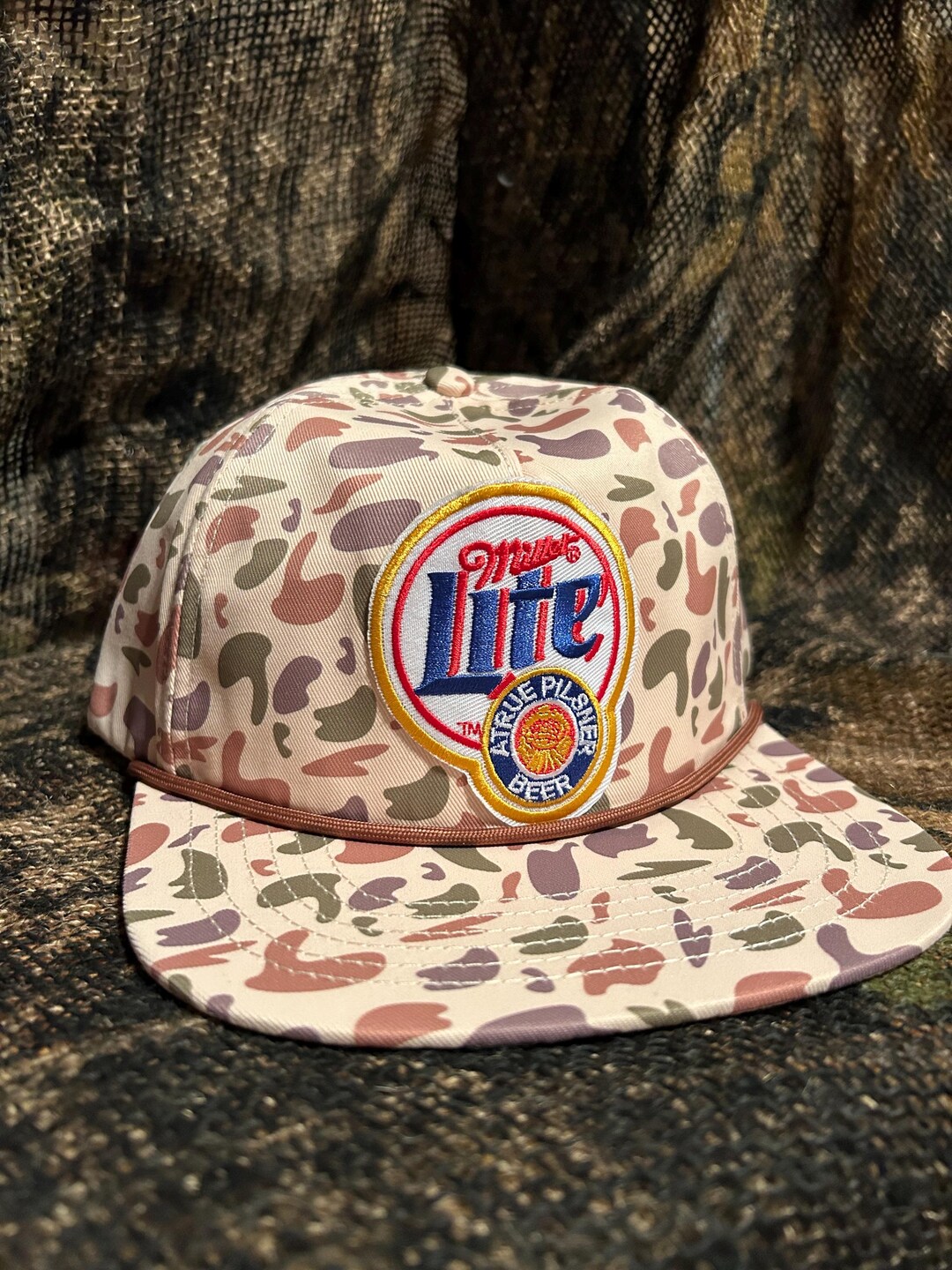 Miller Lite Retro Vintage Wheat Camo Snapback Hat - Etsy