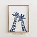 Linocut Giraffe Print, Giraffe Poster, Blue Giraffe Art, Kids Room ...
