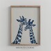 Linocut Giraffe Print, Giraffe Poster, Blue Giraffe Art, Kids Room ...