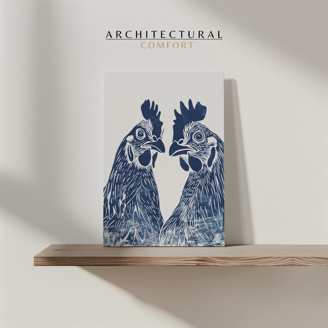 Linocut Chicken Print, Chicken Poster, Chicken Print, Nature Art Poster ...