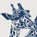 Linocut Giraffe Print, Giraffe Poster, Blue Giraffe Art, Kids Room ...