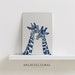 Linocut Giraffe Print, Giraffe Poster, Blue Giraffe Art, Kids Room ...