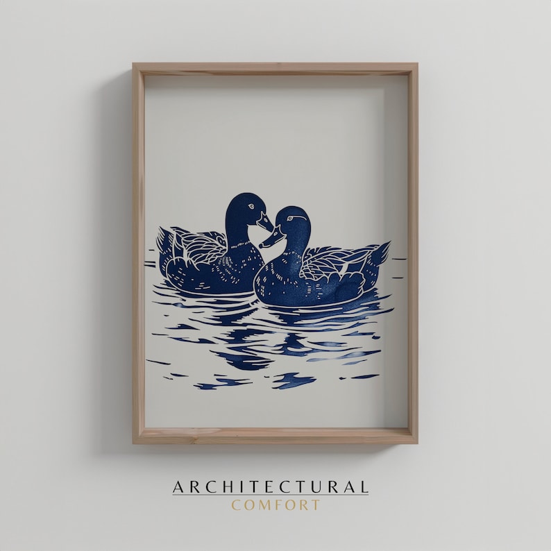 Linocut Duckprint, Duck Poster, Animal Print, Nature Art Poster, Kids ...