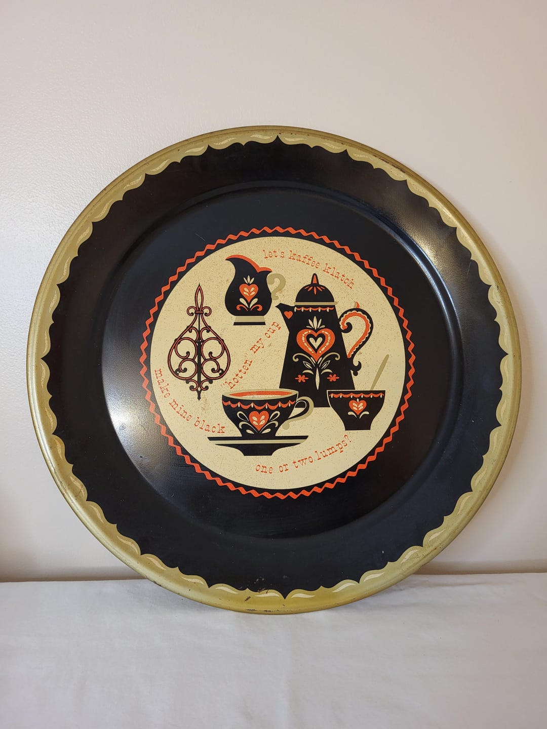 Vintage Large Round Coffee Serving Tray, Metal, 19 Inch, MCM - Etsy