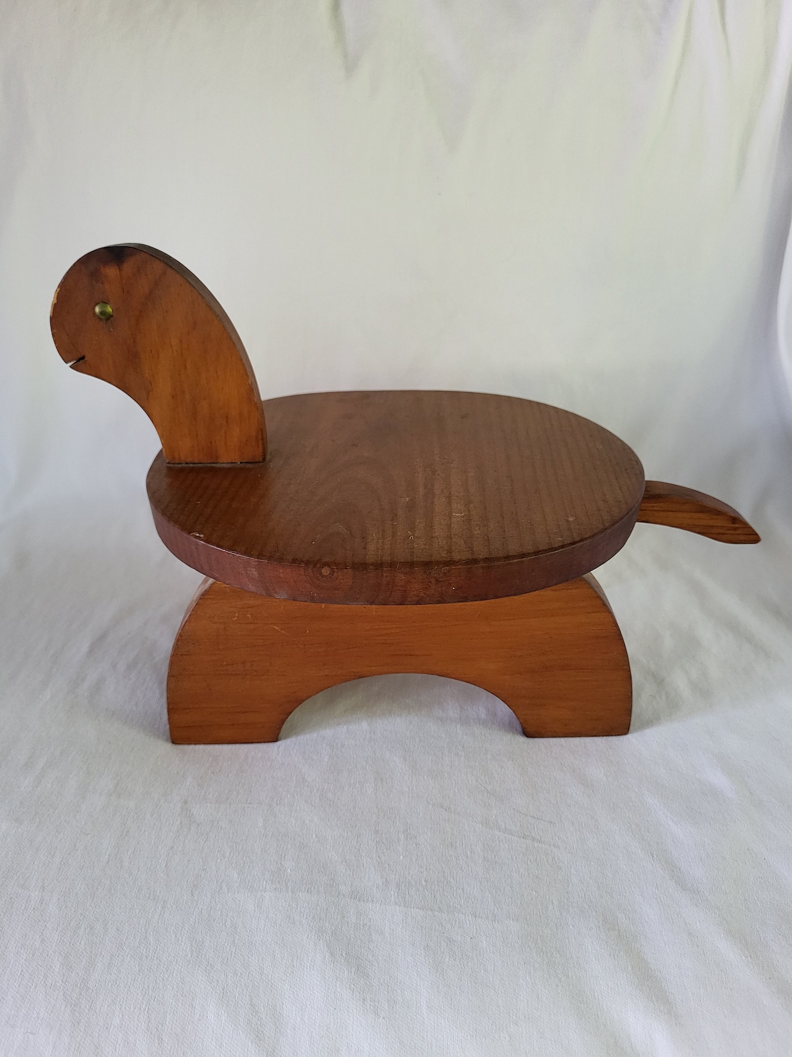 Vintage Small Wooden Turtle Stool, Handmade Artist Signed USA - Etsy