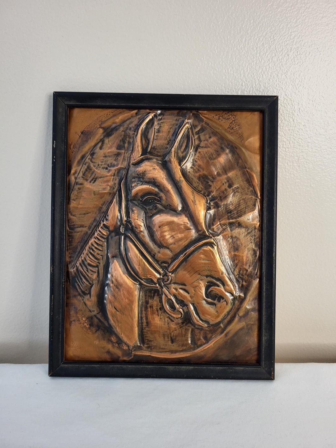 Vintage Hammered Copper Horse Head Portrait Framed Wall Art - Etsy
