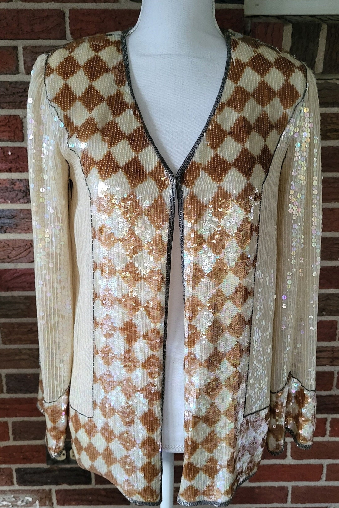 Vintage Megere Sequin & Bead Silk Evening Cocktail Jacket 1980s Made in ...