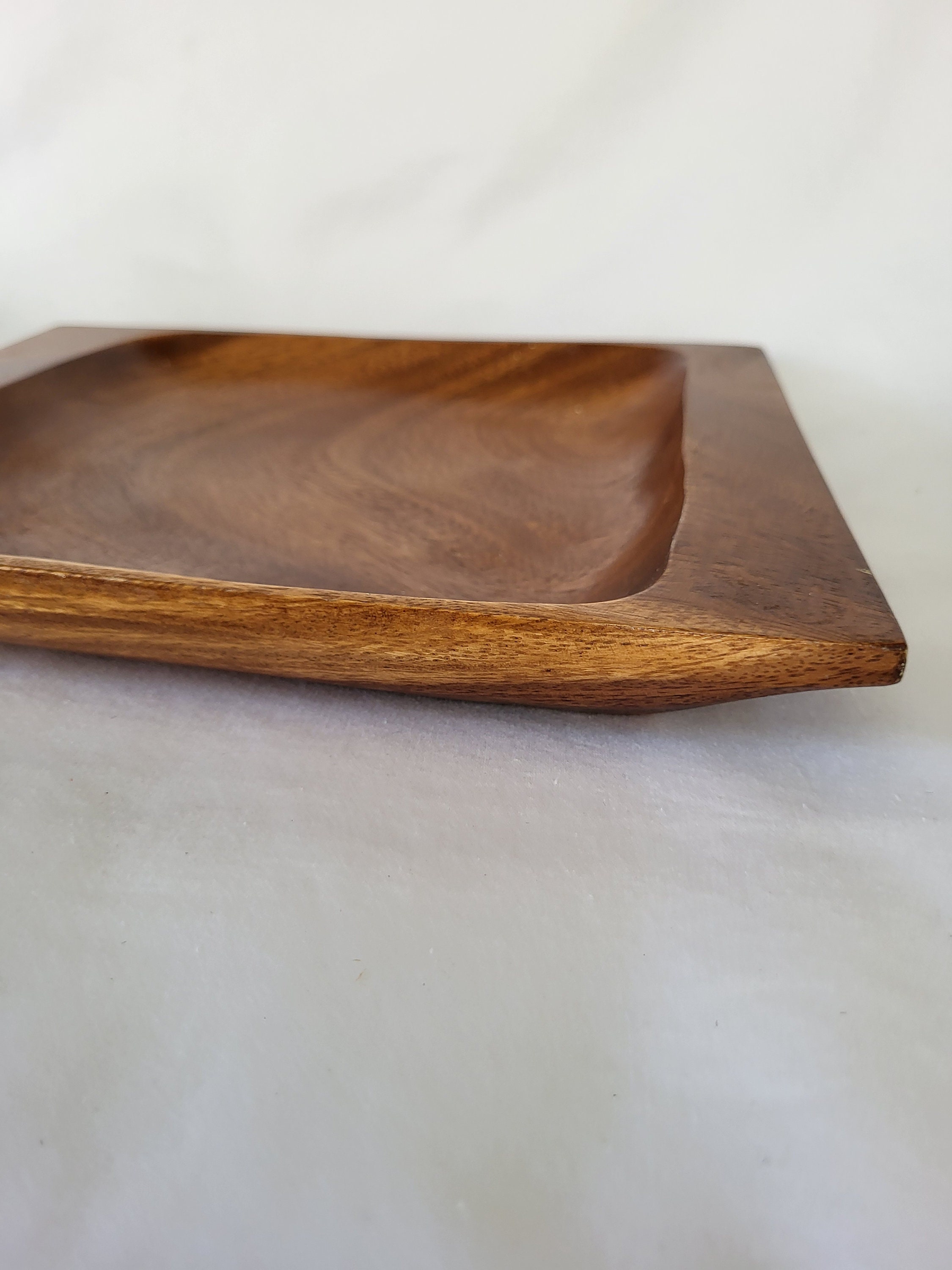Vintage Hand Carved Wood Serving Set: Tray, Bowls, Spoon. Philippines ...