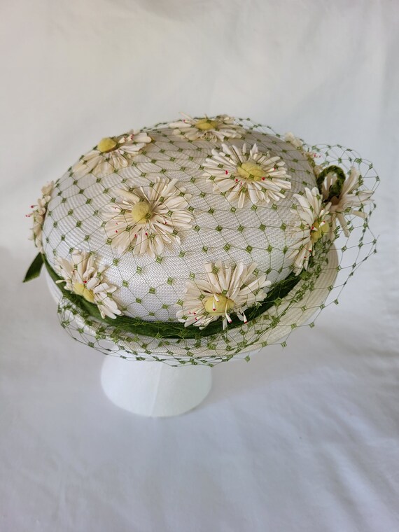 Vintage Christine Original Daisy Flower Woven Hat wit… - Gem