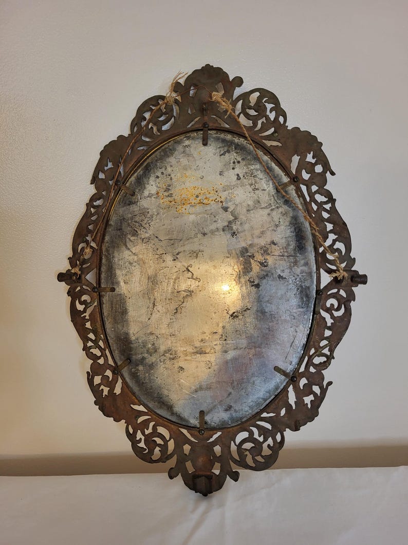 Vintage Ornate Gold Metal Oval Mirror 13x18, Wall Mount, MCM - Etsy