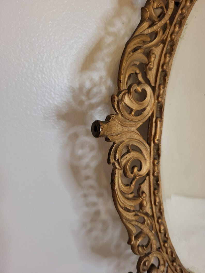 Vintage Ornate Gold Metal Oval Mirror 13x18, Wall Mount, MCM - Etsy
