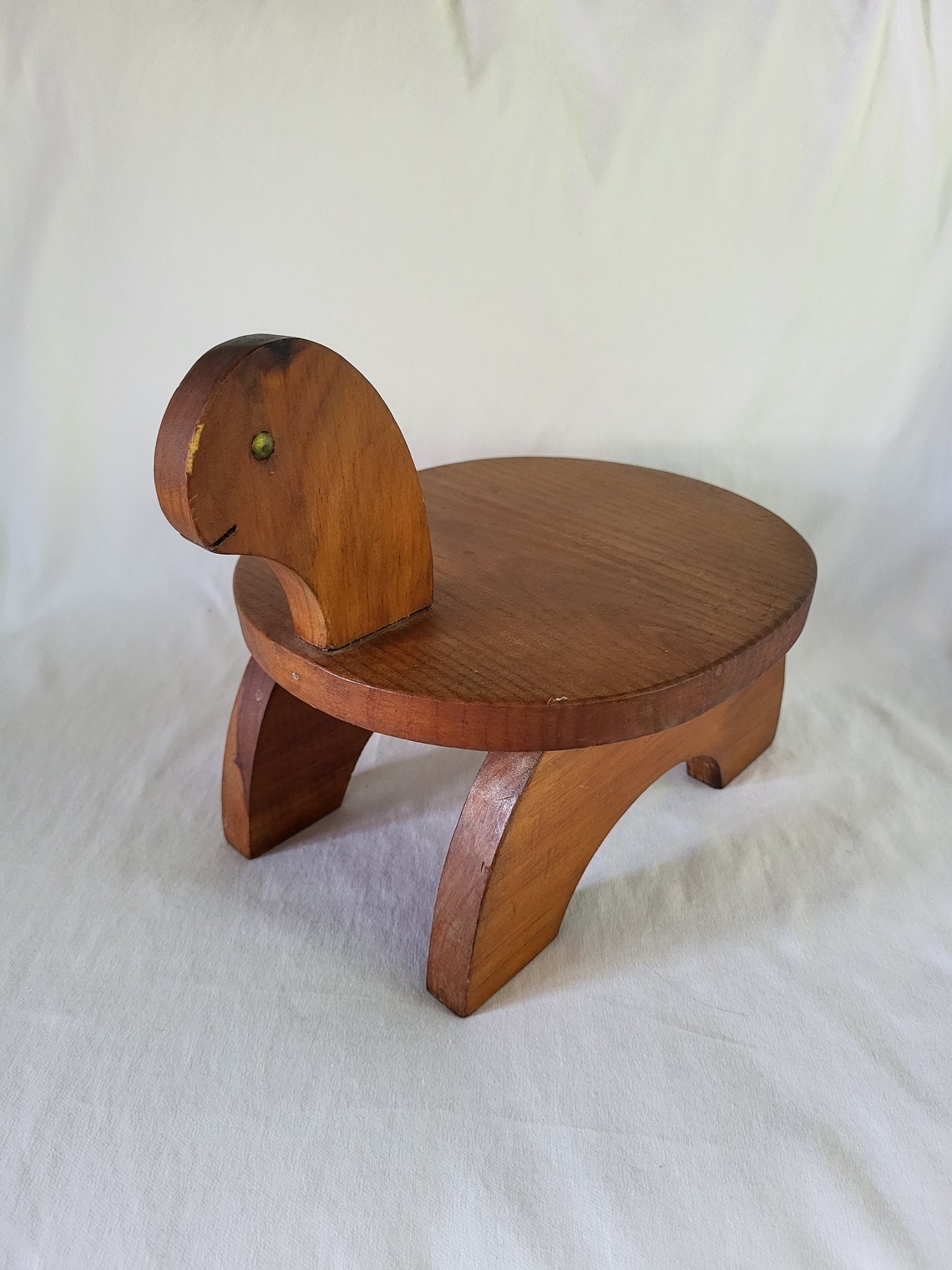 Vintage Small Wooden Turtle Stool, Handmade Artist Signed USA - Etsy