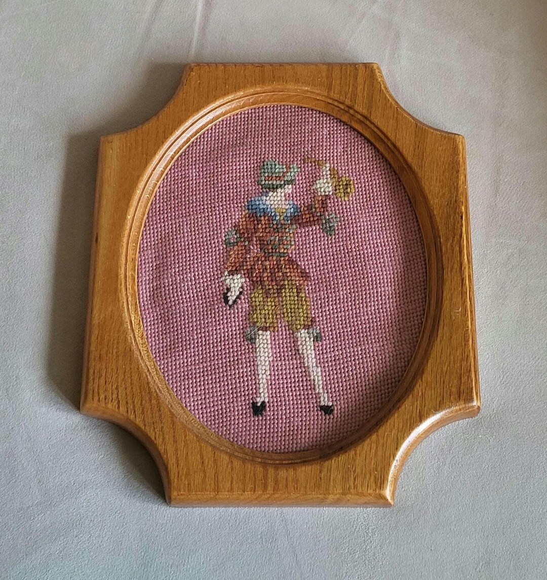 Vintage Needlepoint Embroidery Artwork, Old Fashioned Traditional Style ...