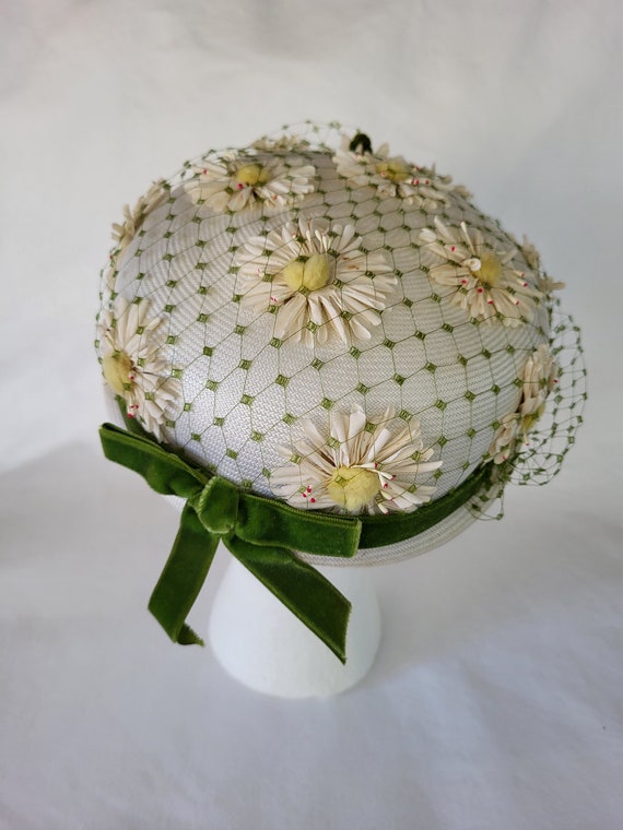 Vintage Christine Original Daisy Flower Woven Hat wit… - Gem