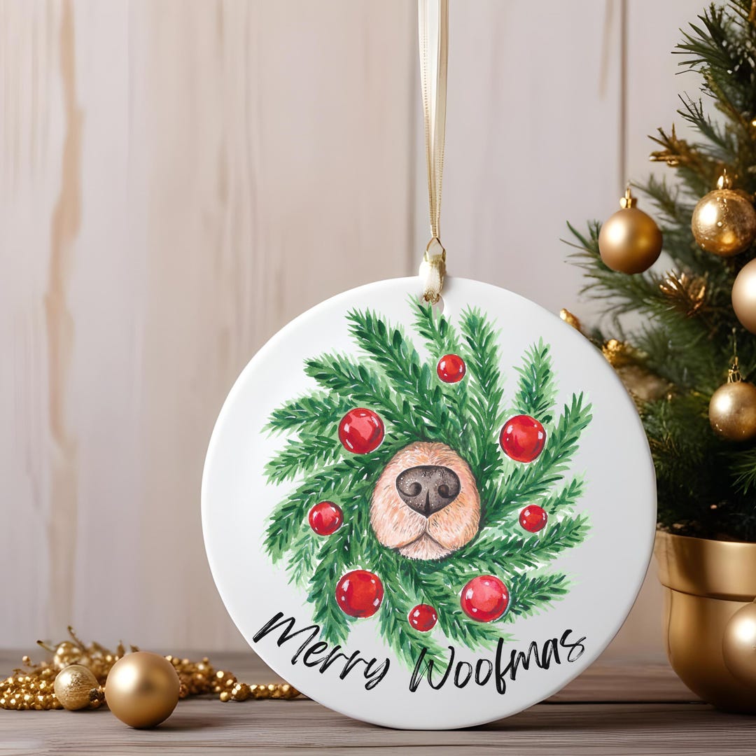 Merry Woofmas Ornament, Christmas Ornament, Dog Christmas Decoration ...