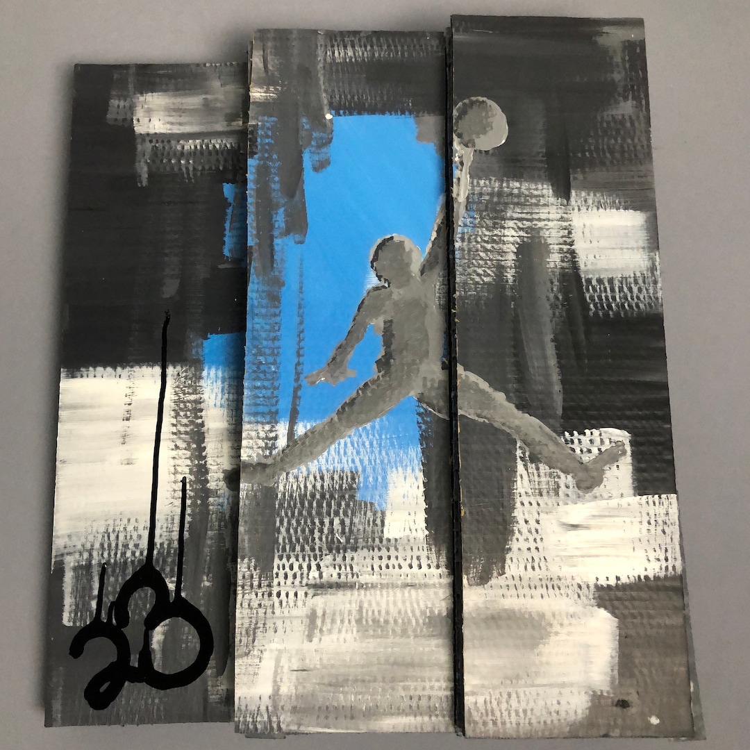 Air Jordan Gray Logo Blue Wall Art Unique Sneaker Painting Sculpture ...