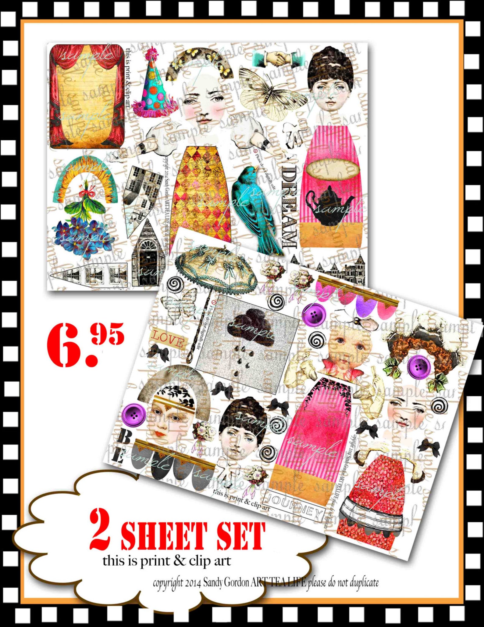 ART TEA Life Dream Journey People Paper Dolls and Journal | Etsy