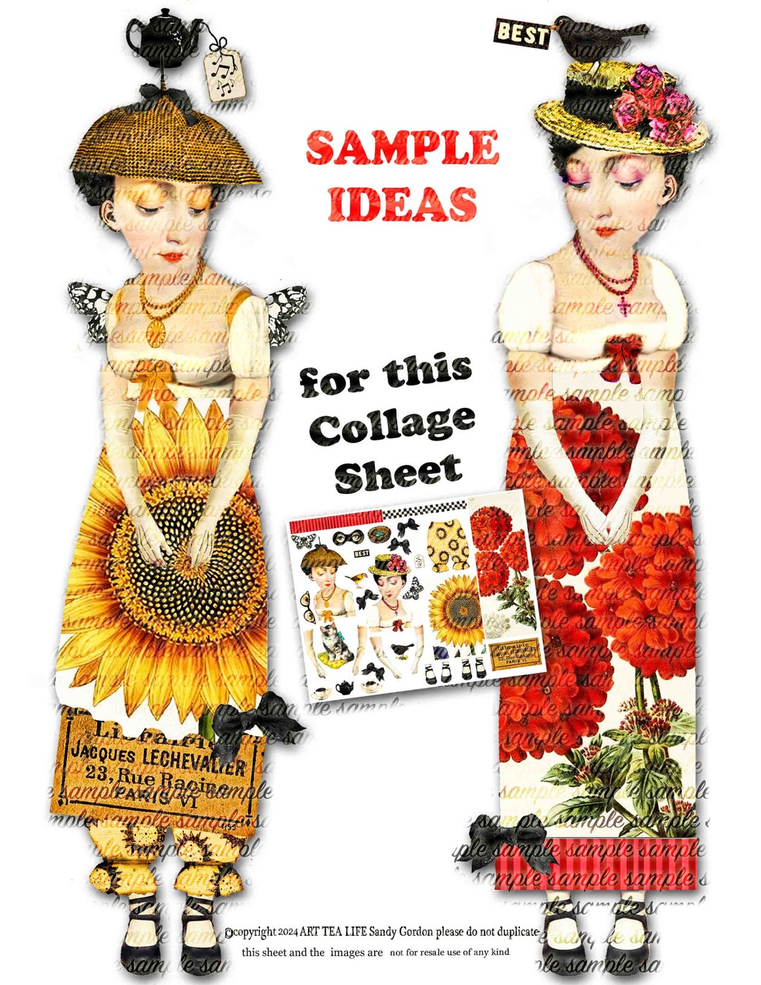 ART TEA LIFE Sweet Tweets Paper Doll Collage Sheet Set Printable ...