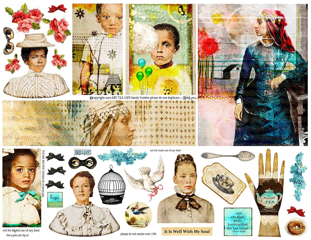 ART TEA LIFE Twice as Nice Collage Sheet Digital File Gift - Etsy