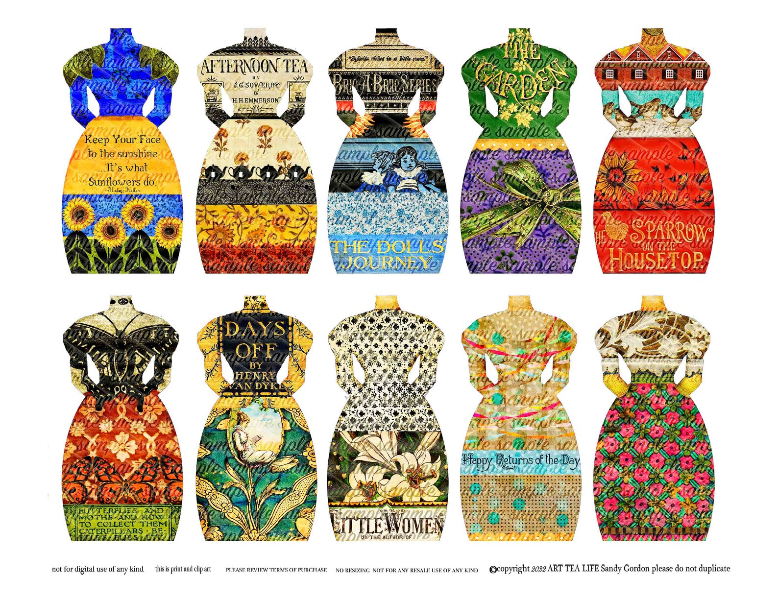 ART TEA LIFE Dress Date Collage Sheet Journal Parts Paper - Etsy