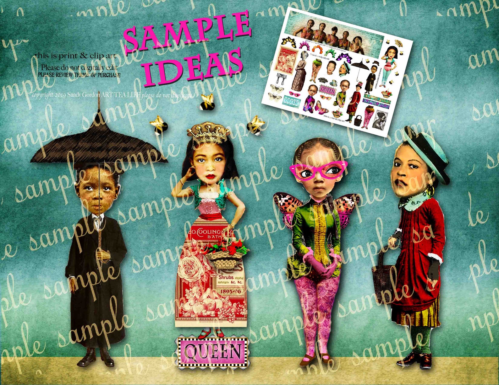 ART TEA LIFE Sweet Song Paper Dolls Collage Sheet Digital File - Etsy