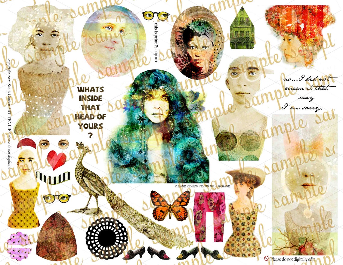 ART TEA LIFE My Mix Collage Sheet Digital File Tag Card | Etsy