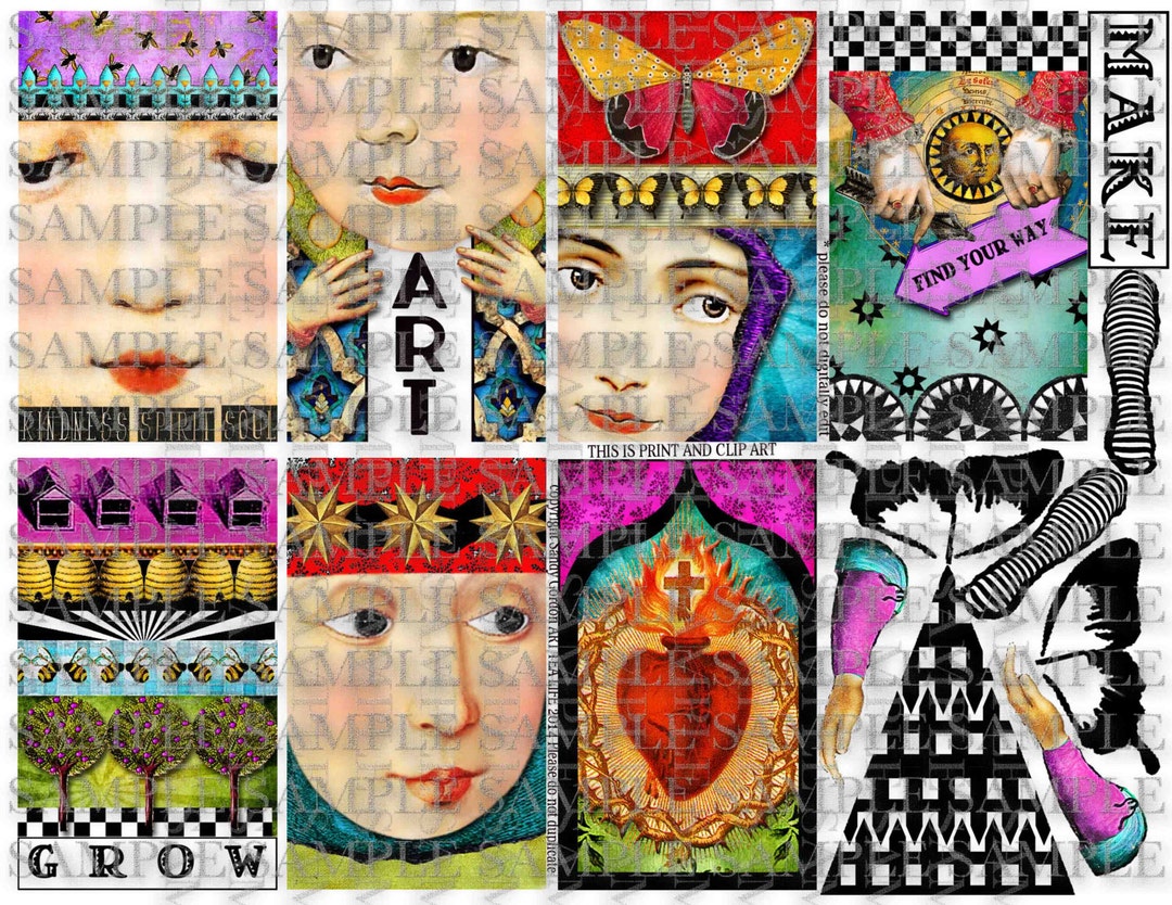 ART TEA Life Paper Doll Cards Collage Sheet Digital File Clip Art ...
