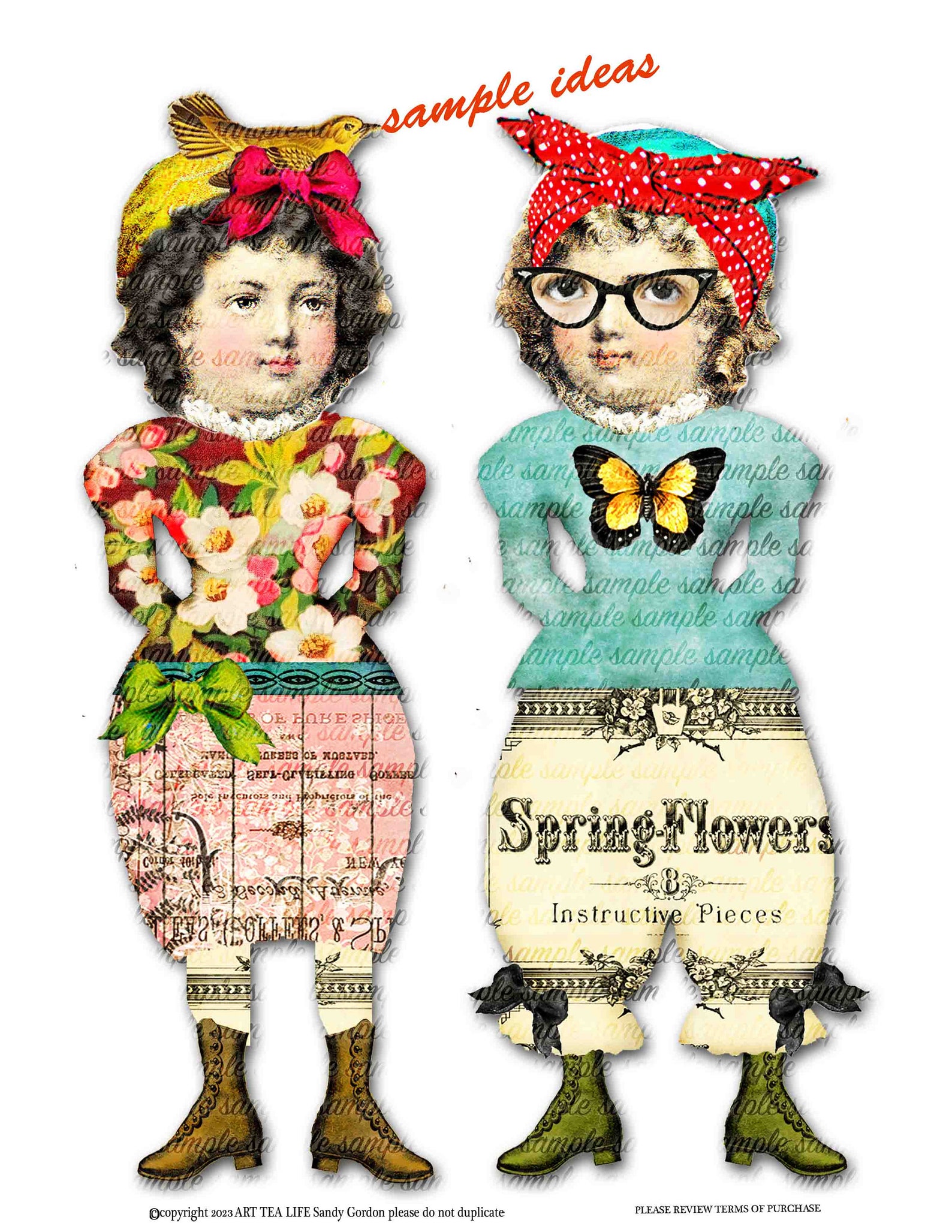 ART TEA LIFE Spring Bloomers Paper Dolls Collage Sheet - Etsy