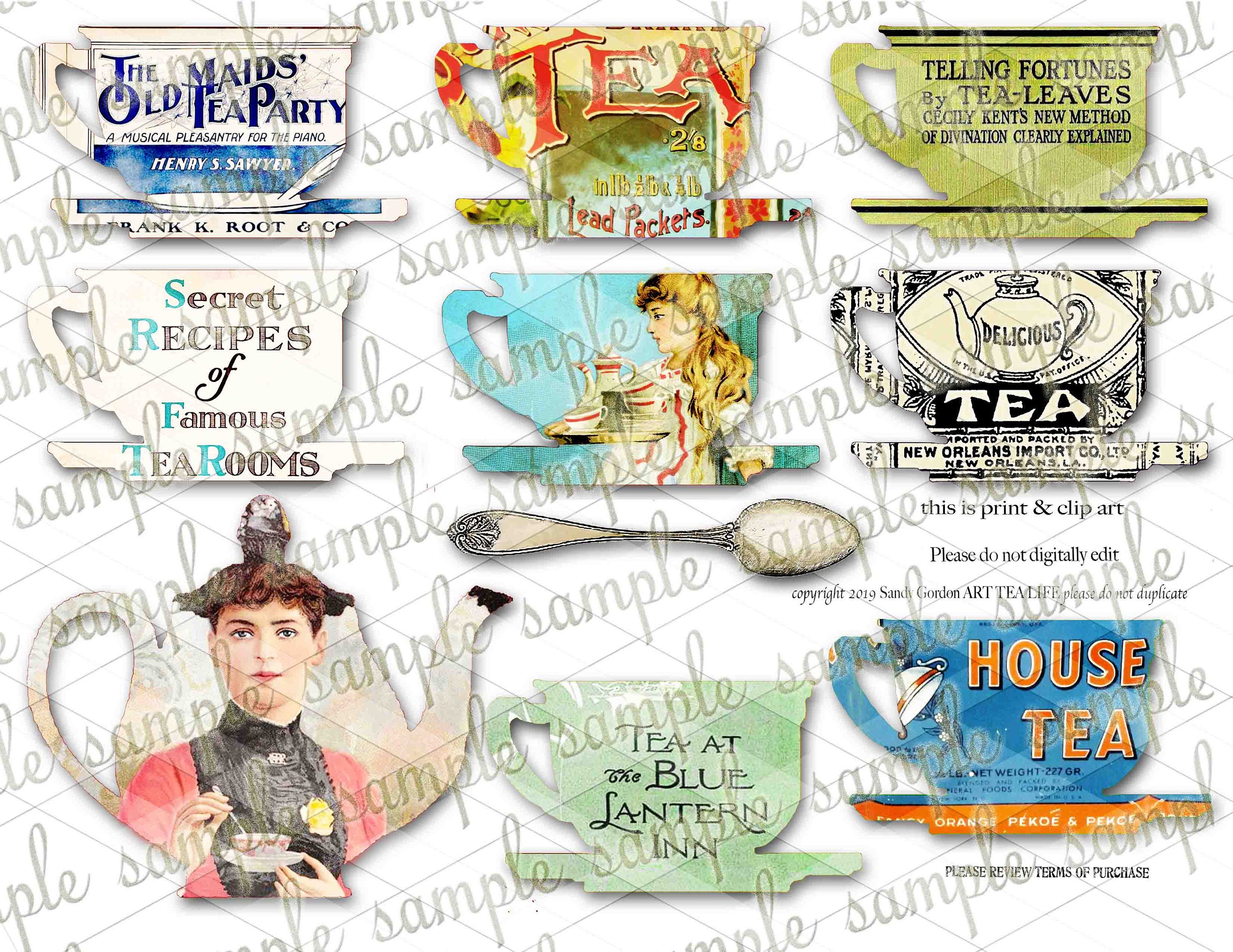 ART TEA LIFE Tea Set 3 Sheet Set Collage Digital File Gift Tag - Etsy