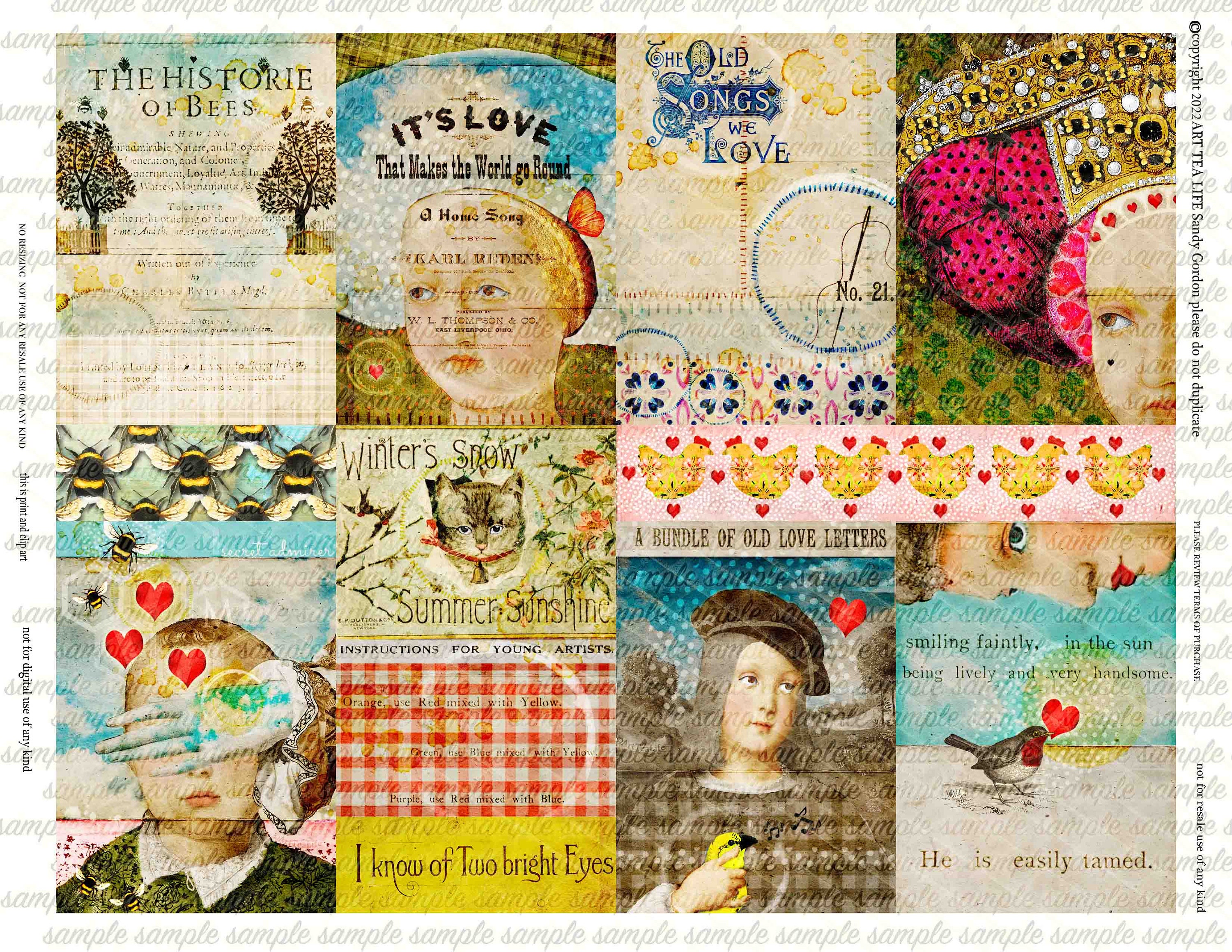 ART TEA LIFE My Doodles atc Collection Collage Sheet printable download ...